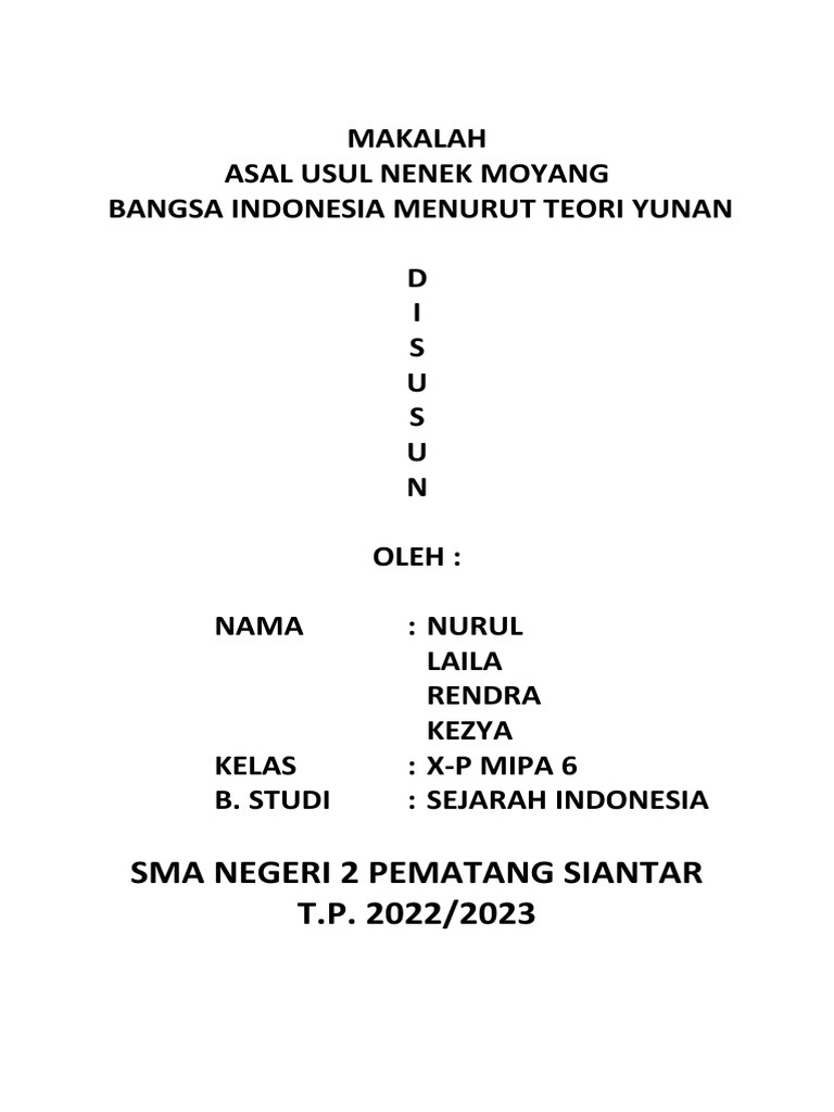 Asal Usul Nenek Moyang Indonesia Teori Yunan | PDF
