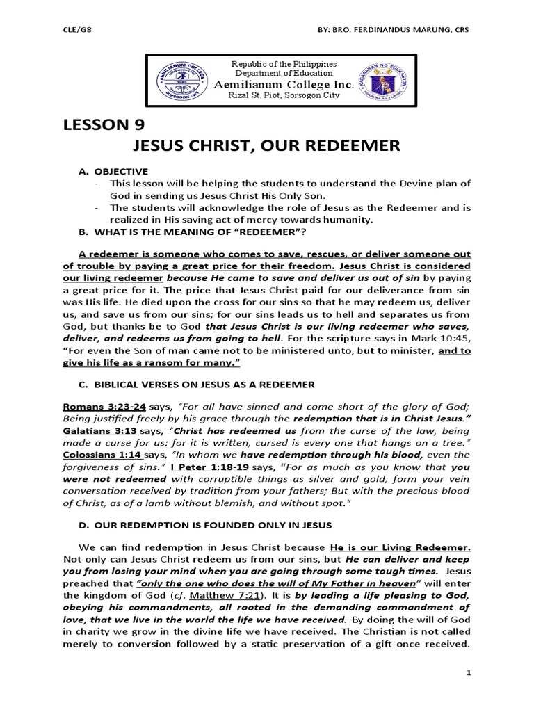 Jesus Christ: Our Living Redeemer | PDF | Salvation | Jesus