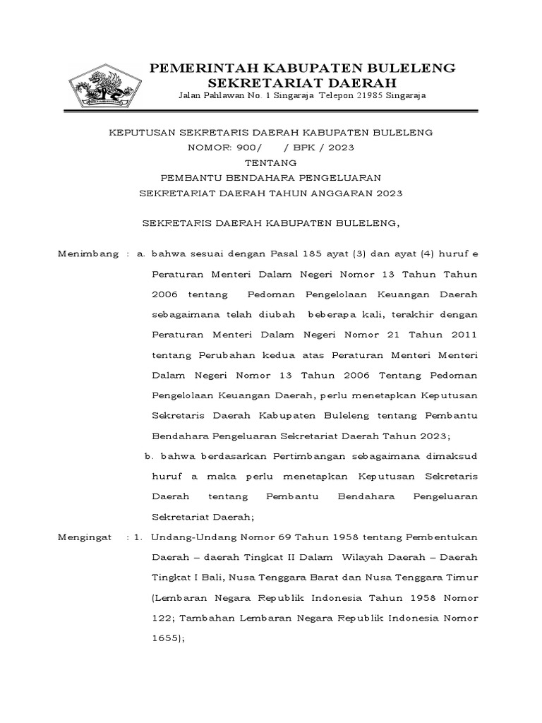 SK Bendahara Pembantu 2023 | PDF