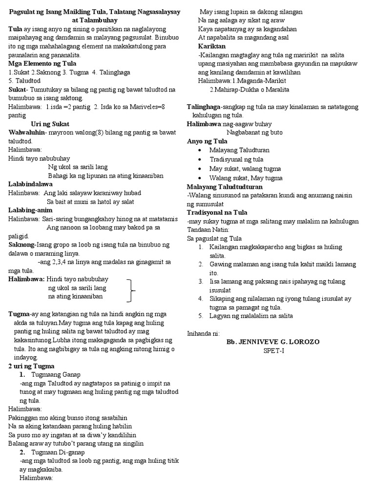 Pagsulat NG Isang Maikling Tula | PDF