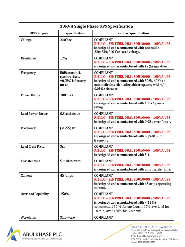 10KVA Single Phase UPS Specification | PDF | Mains Electricity ...