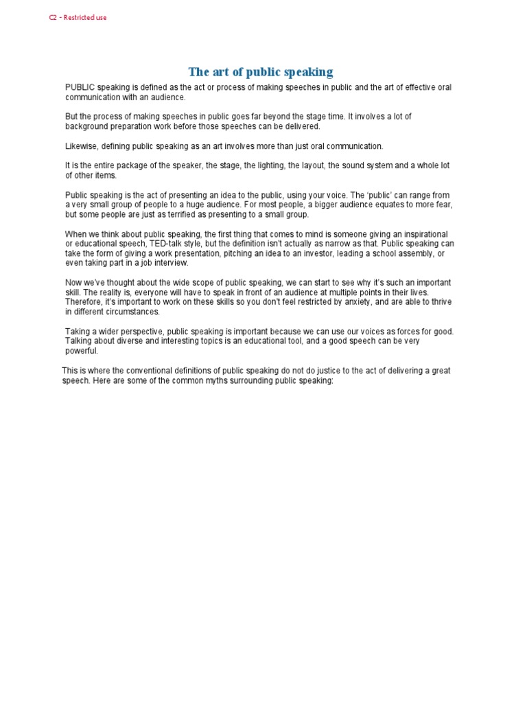 The Art of Public Speaking | PDF