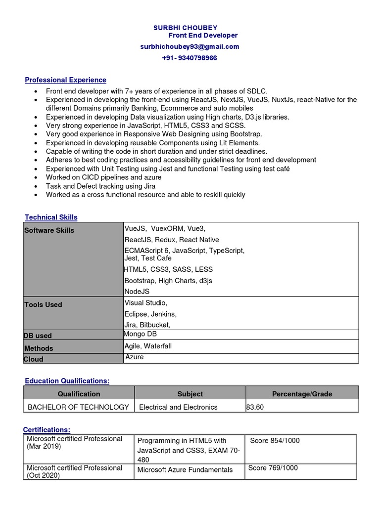 Surbhi Choubey | PDF | Java Script | Html5 Surbhi Choubey | PDF | Java Script | Html5