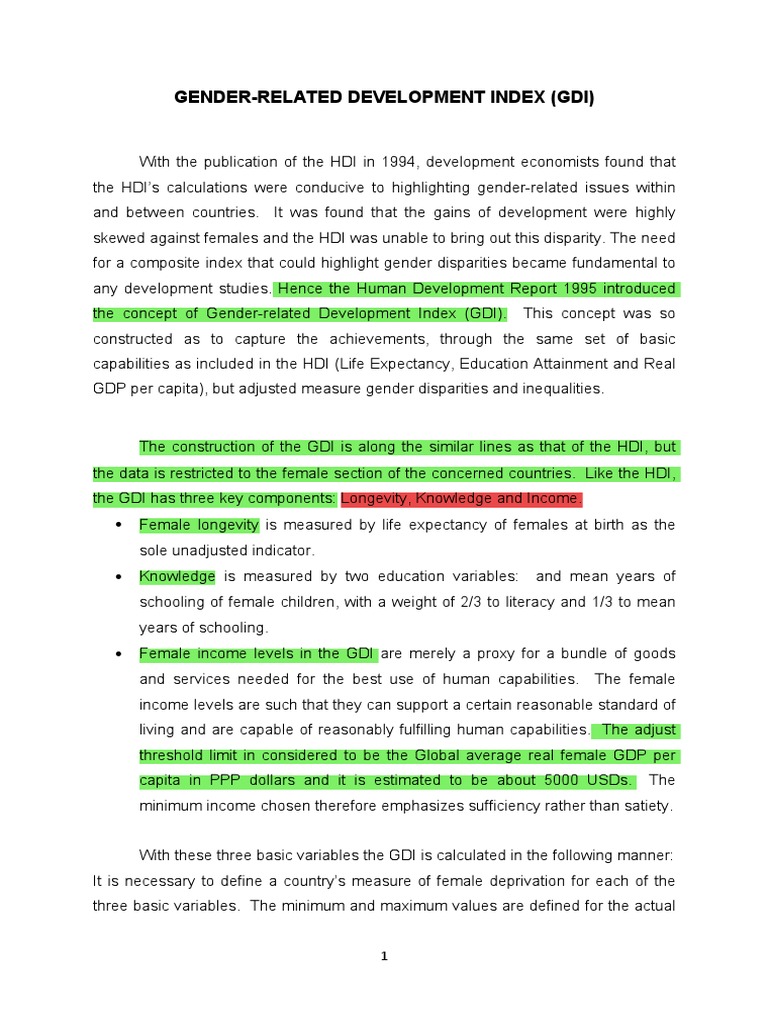 1.1a GDI | PDF | Human Development Index | Economics
