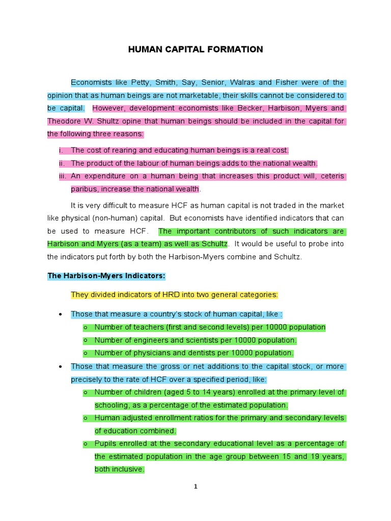 1.4 Human Capital Formation | PDF | Economic Growth | Human Capital