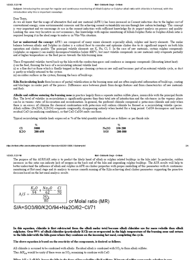 Alkali Sulphur Ratio | PDF | Physical Chemistry | Nature