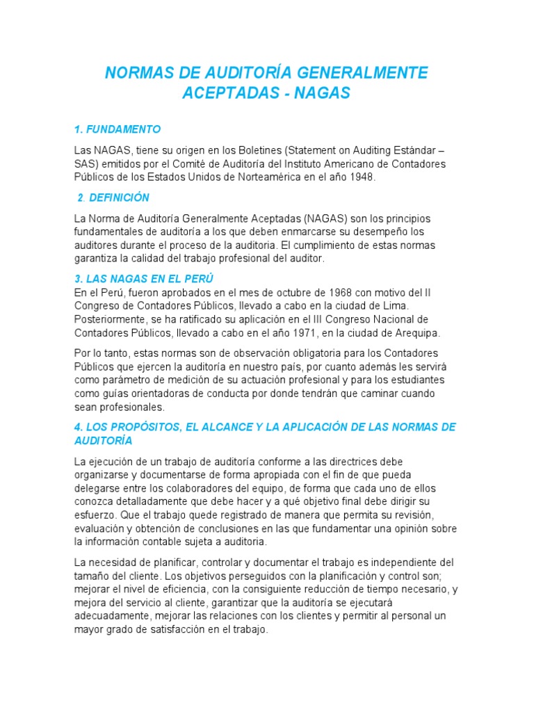Normas de Auditoría Generalmente Aceptadas | PDF | Auditoría | Contabilidad