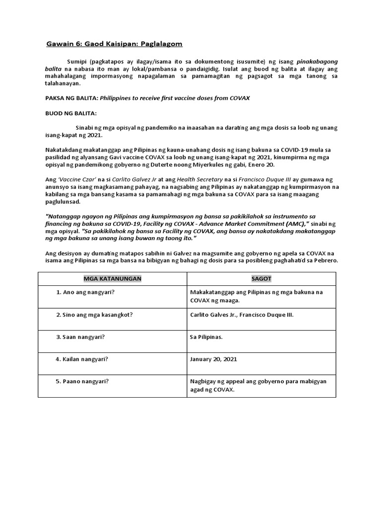 NASH EDWARD MANUEL ESTRELLA - Gaod Kaisipan Paglalagom | PDF