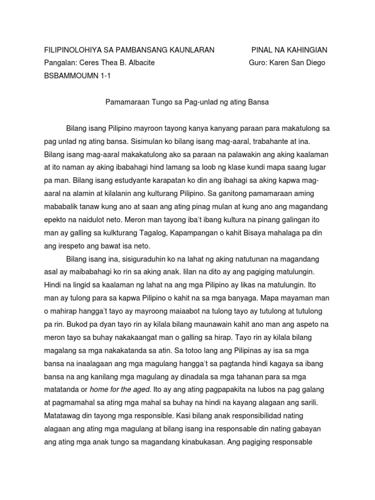 Filipinolohiya Pinal Na Kahingian | PDF