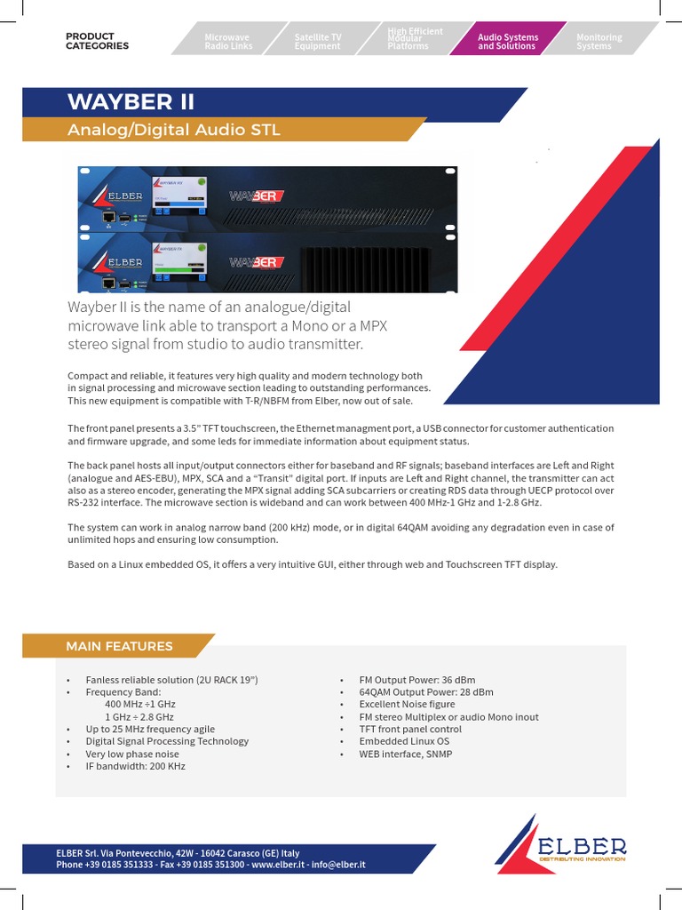 HTTPSWWW - elber.itdownloadDSElber DataSheets WAYBER-II 5BEN5D PDF | PDF | Decibel | Frequency ...