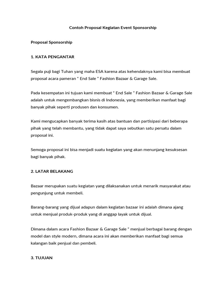 Contoh Proposal Sponsorship Event Sponsorship | PDF