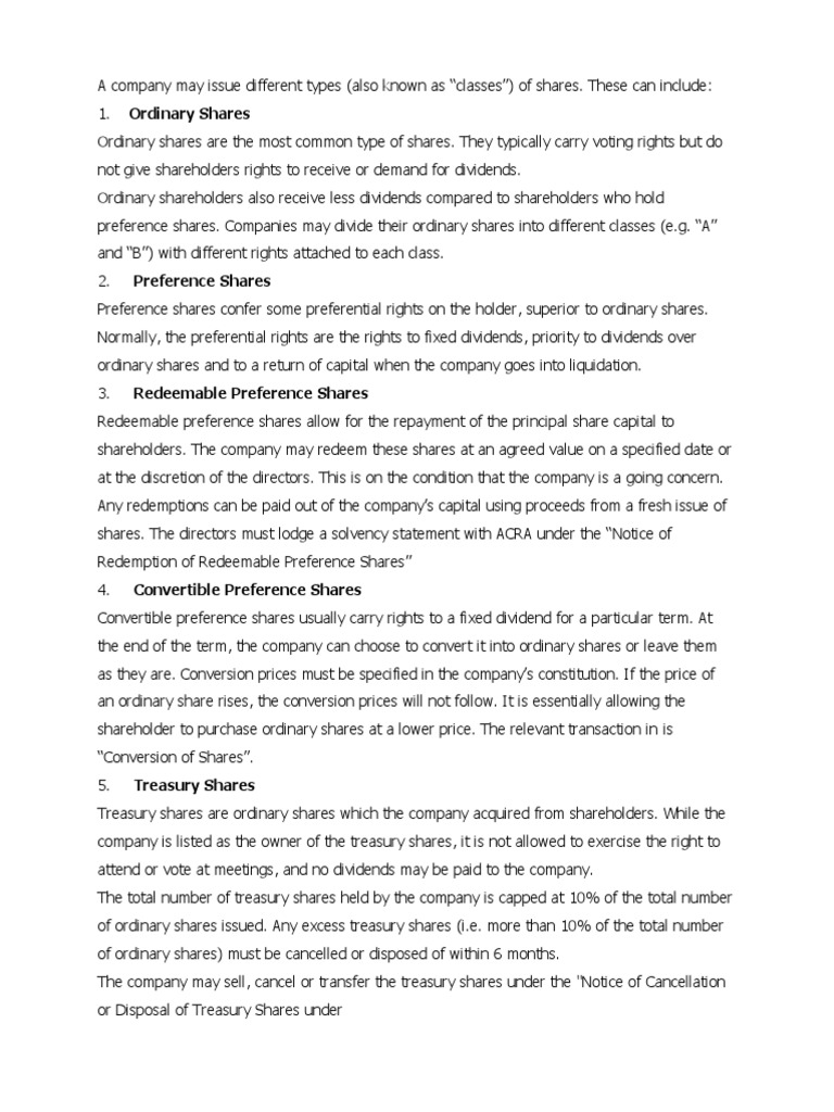Types Of Shares Pdf Preferred Stock Dividend