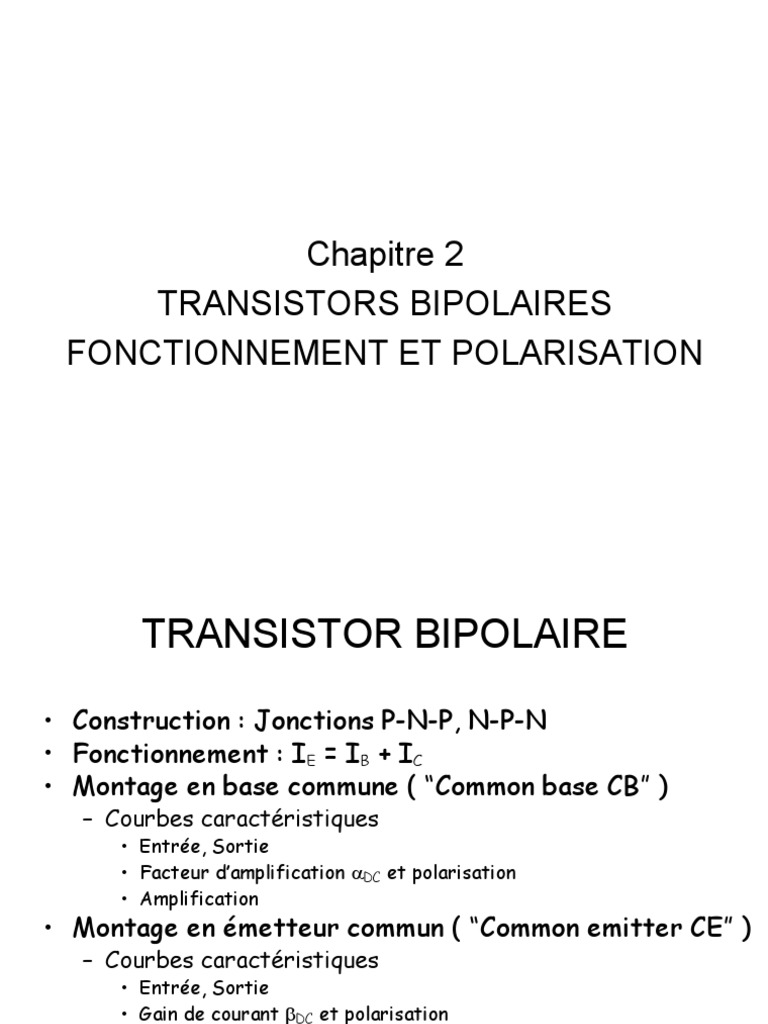 Fonctionnement et polarisation des transistors | PDF | Transistor ...
