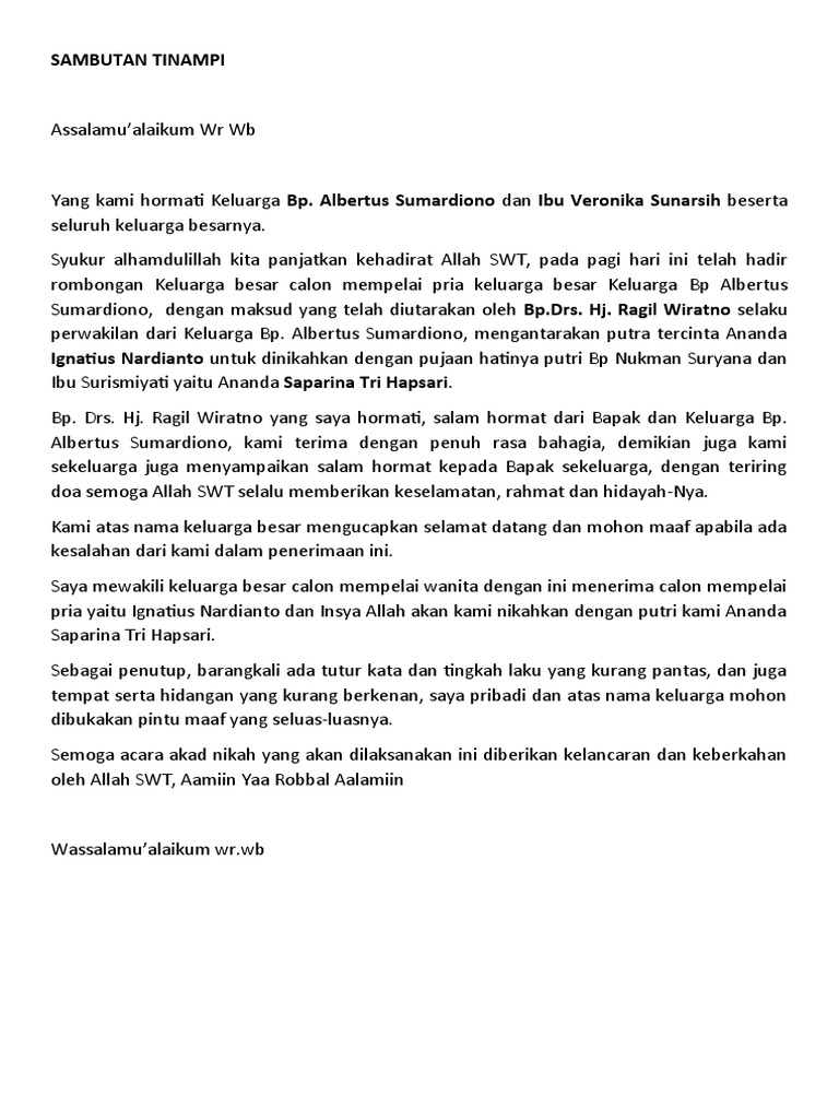 Teks Pasrah Tampi | PDF