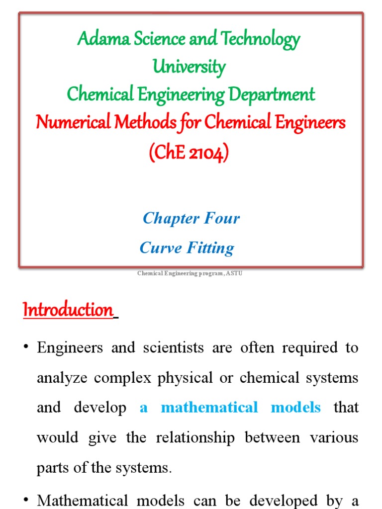 Adama Science and Technology University Chemical Engineering Department ...