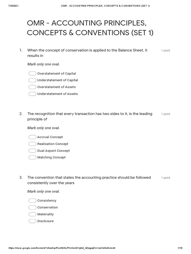 Accounting Principles Quiz Set 1 | PDF | Finance & Money Management | Law