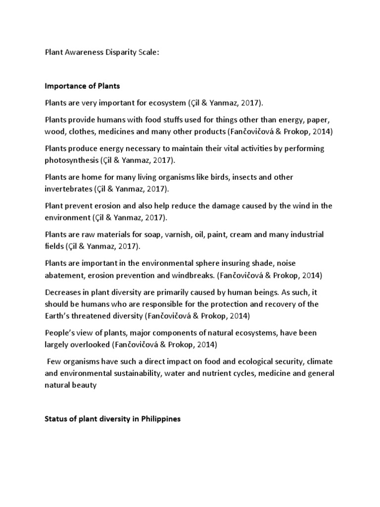 Plant Awareness Disparity Scale | PDF | Biodiversity | Ecosystem