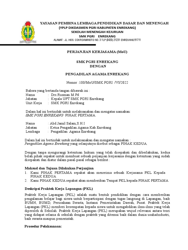 Mou SMK | PDF | Bisnis | Hukum