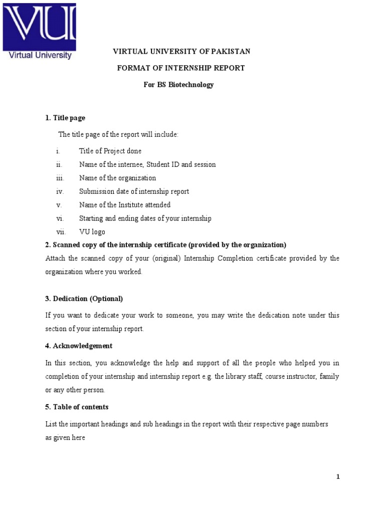 Instructions For Internship Report | PDF