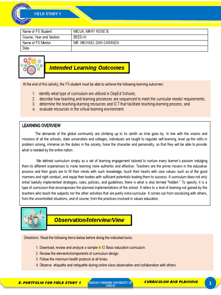 FS1 Activity 4 MICUAMARYROSEB | PDF | Curriculum | Teaching Method
