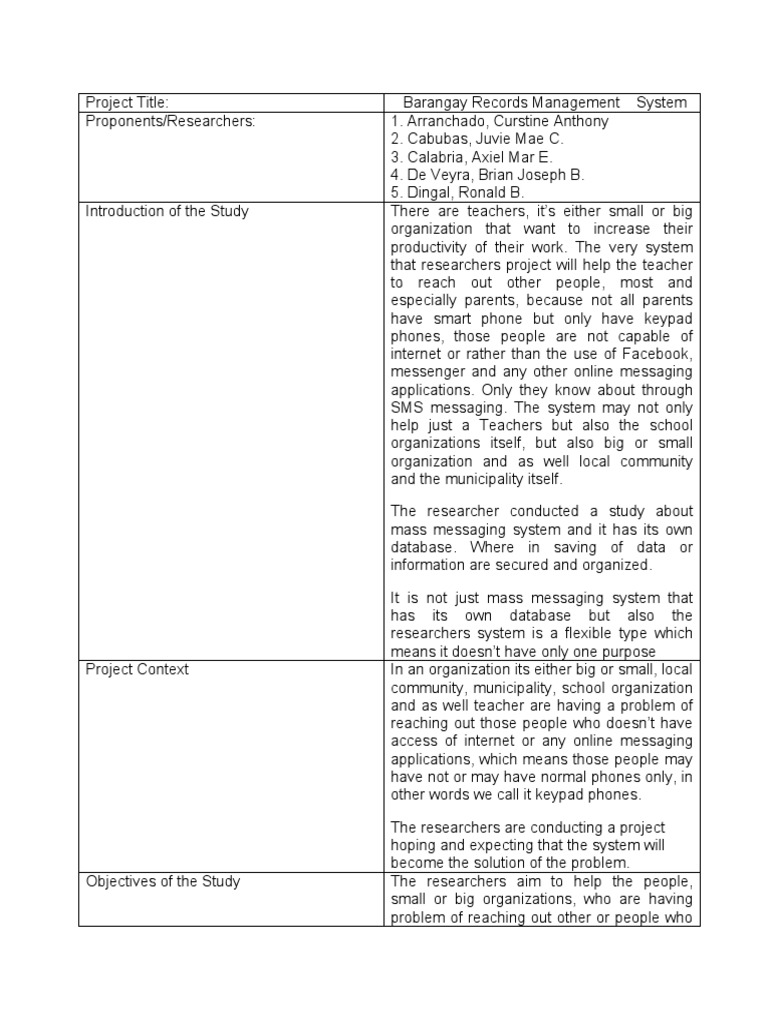 Barangay Management System | PDF | Internet | Databases