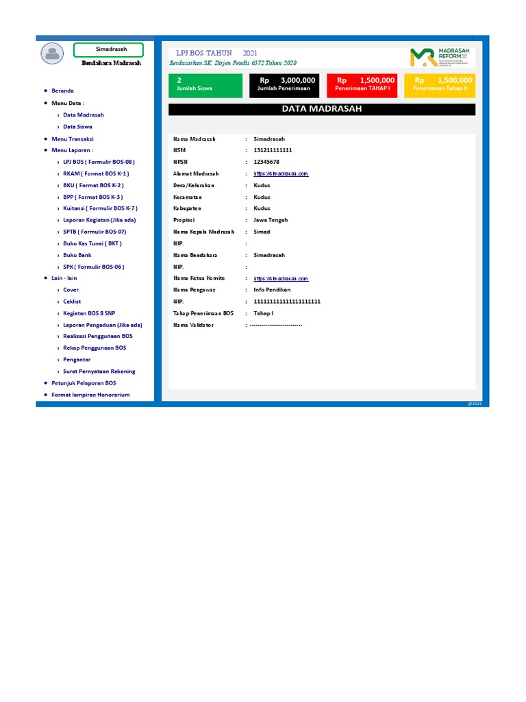 LPJ BOS 2021 Lengkap - XLSM | PDF