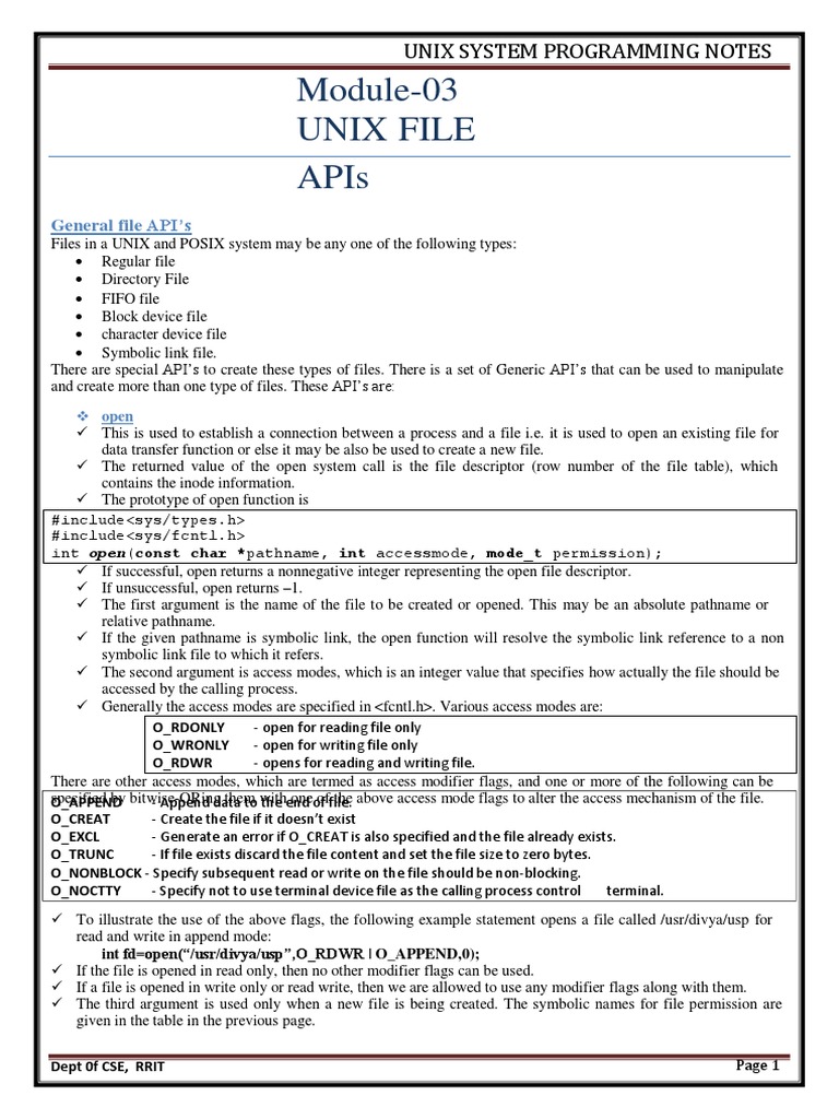 Unix System Programming Module-3 RR | PDF | Process (Computing) | Computer File