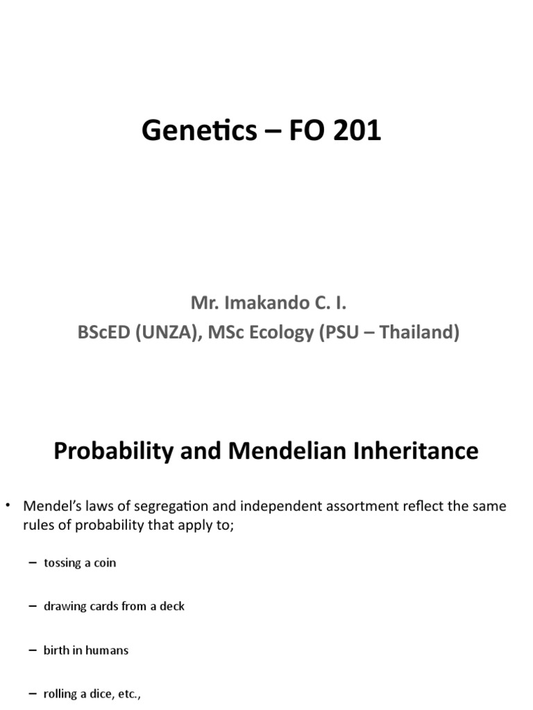 Lecture 4 - Probability and Mendelian Genetics | PDF | Dominance ...
