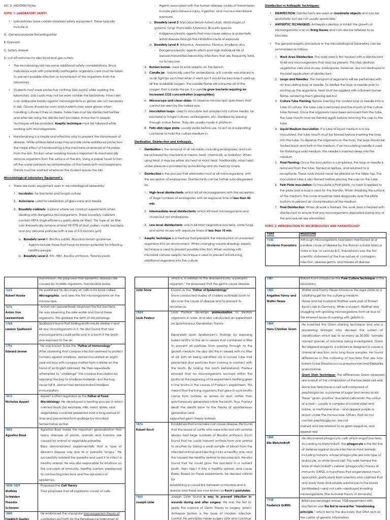 MC 3 (LAB) (LEC) - Prelim Notes | PDF | Cell (Biology) | Bacteria