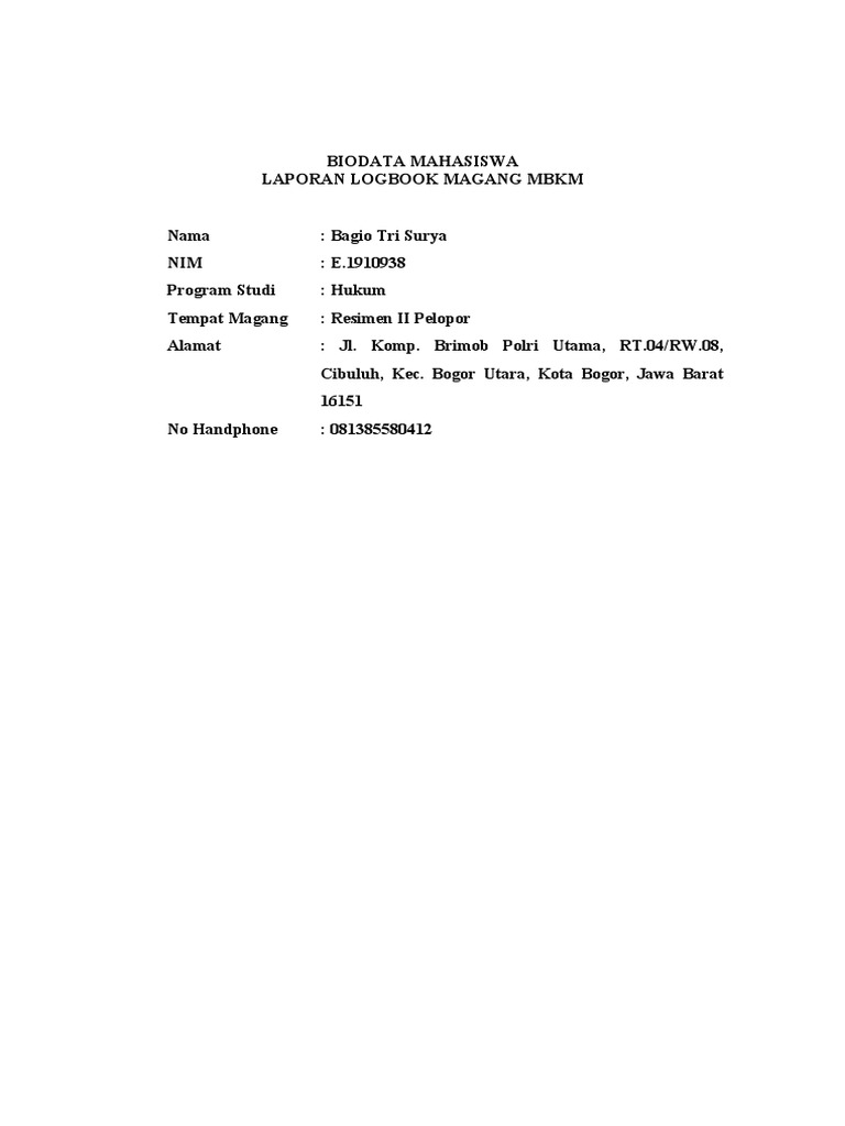 Bagiyo Logbook | PDF