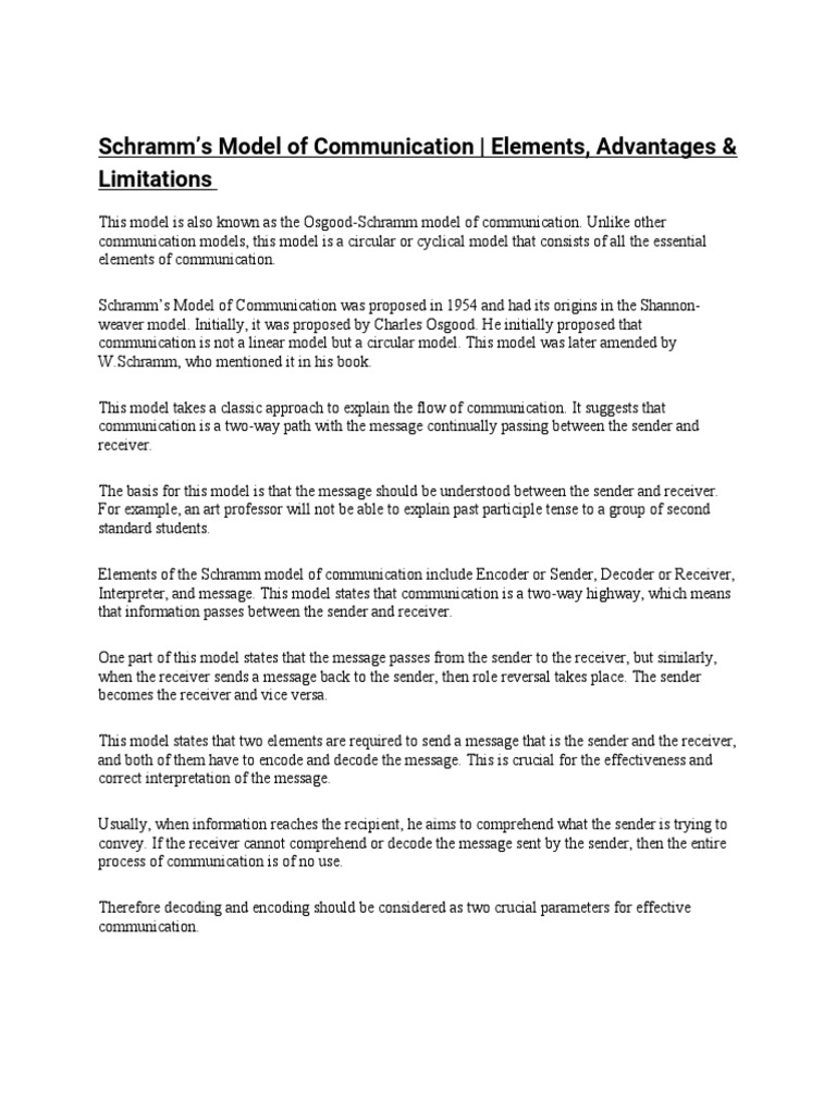 Schramm Model's of Communication | PDF | Communication | Code