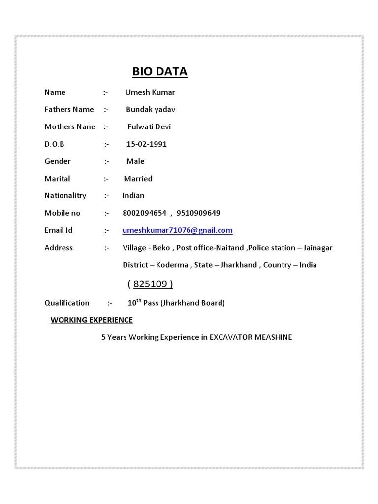 Bio Data | PDF