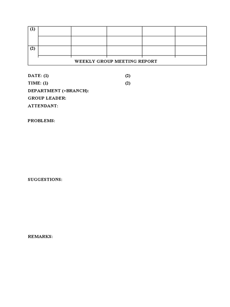 Weekly Group Meeting Report Template | PDF | Teaching Methods ...