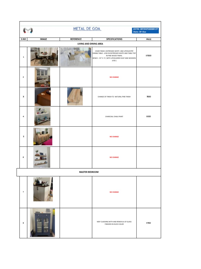 Furniture Boq | Download Free PDF | Consumer Goods | Architectural Design