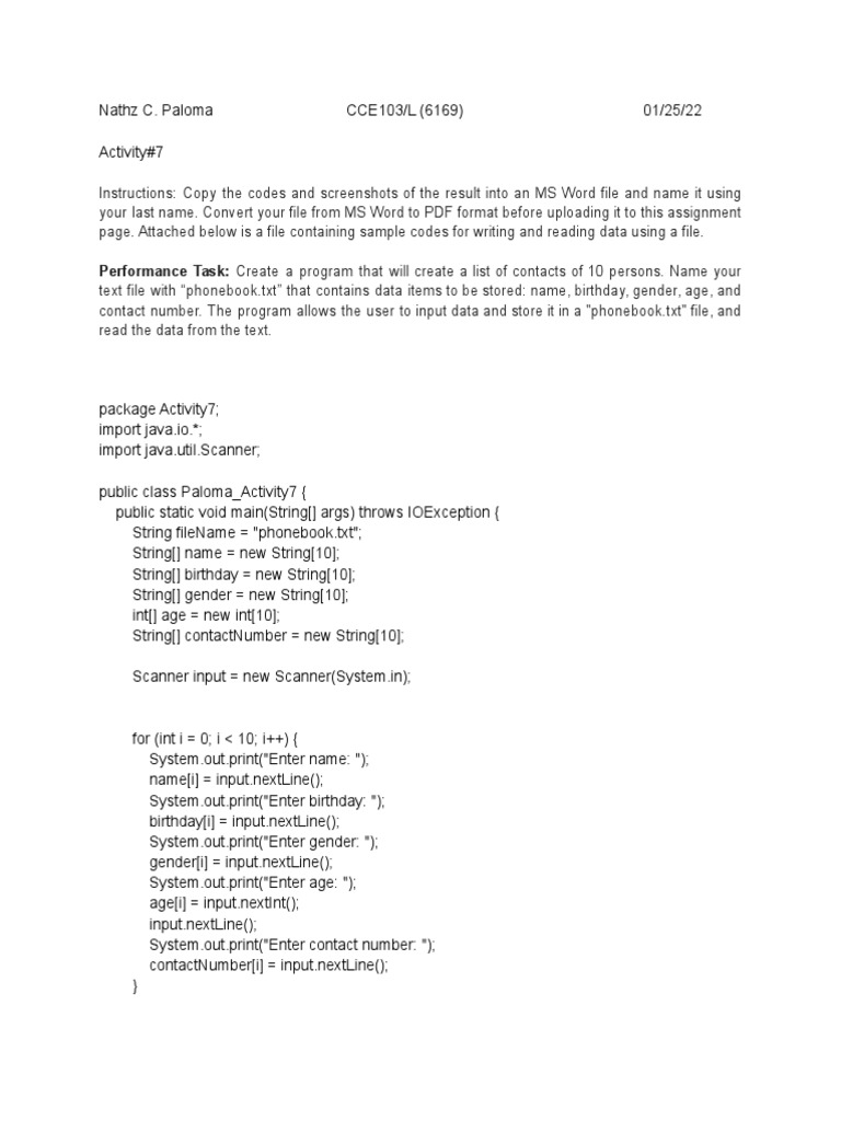 Programming Activity 7 Arrays And File Handling Pdf 5937