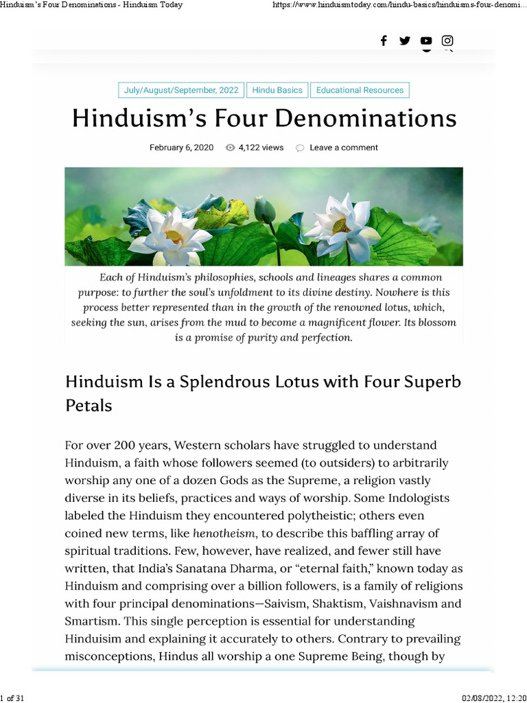 Hinduism's Four Denominations | PDF | Moksha | Indian Religions