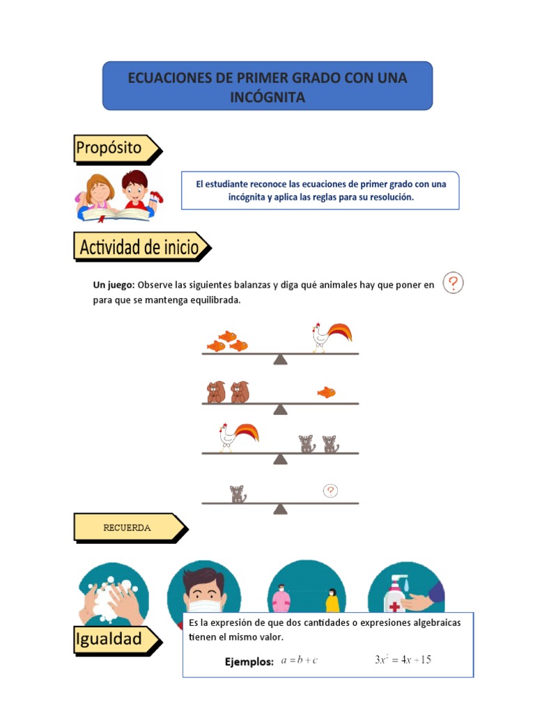 Ecuaciones de Primer Grado Con Una Incognita | PDF | Ecuaciones | Análisis matemático