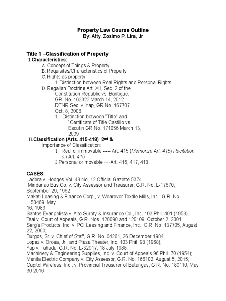Property Law Syllabus | Download Free PDF | Civil Law (Legal System ...