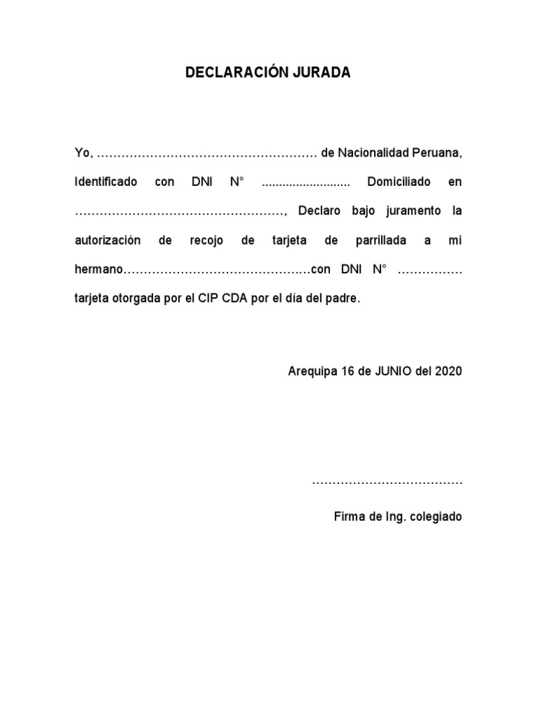 Declaración Jurada | PDF