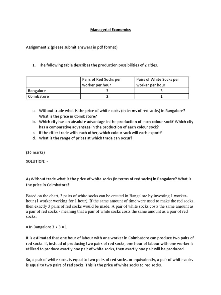 Managerial Economics Assignment 2 T2 | PDF | Opportunity Cost | Comparative Advantage