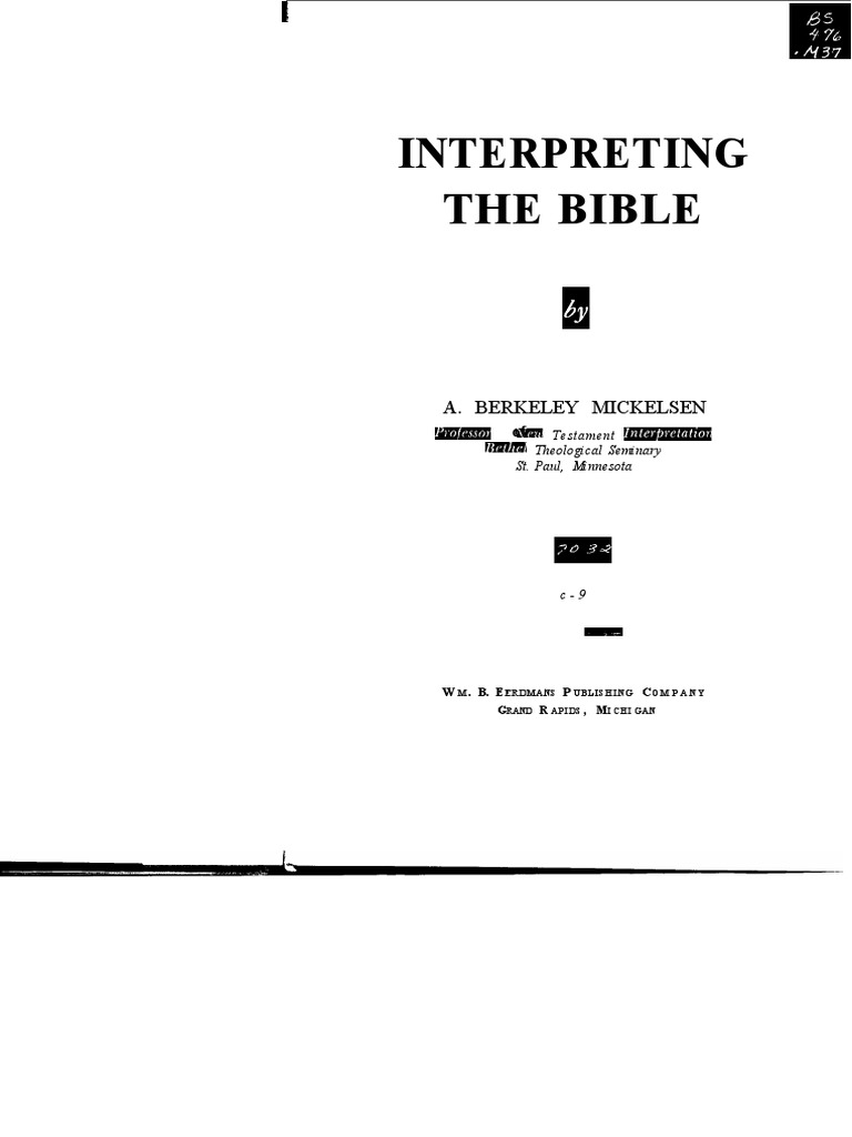 Mickelsen Interpreting The Bible | PDF | Miracle | Bible