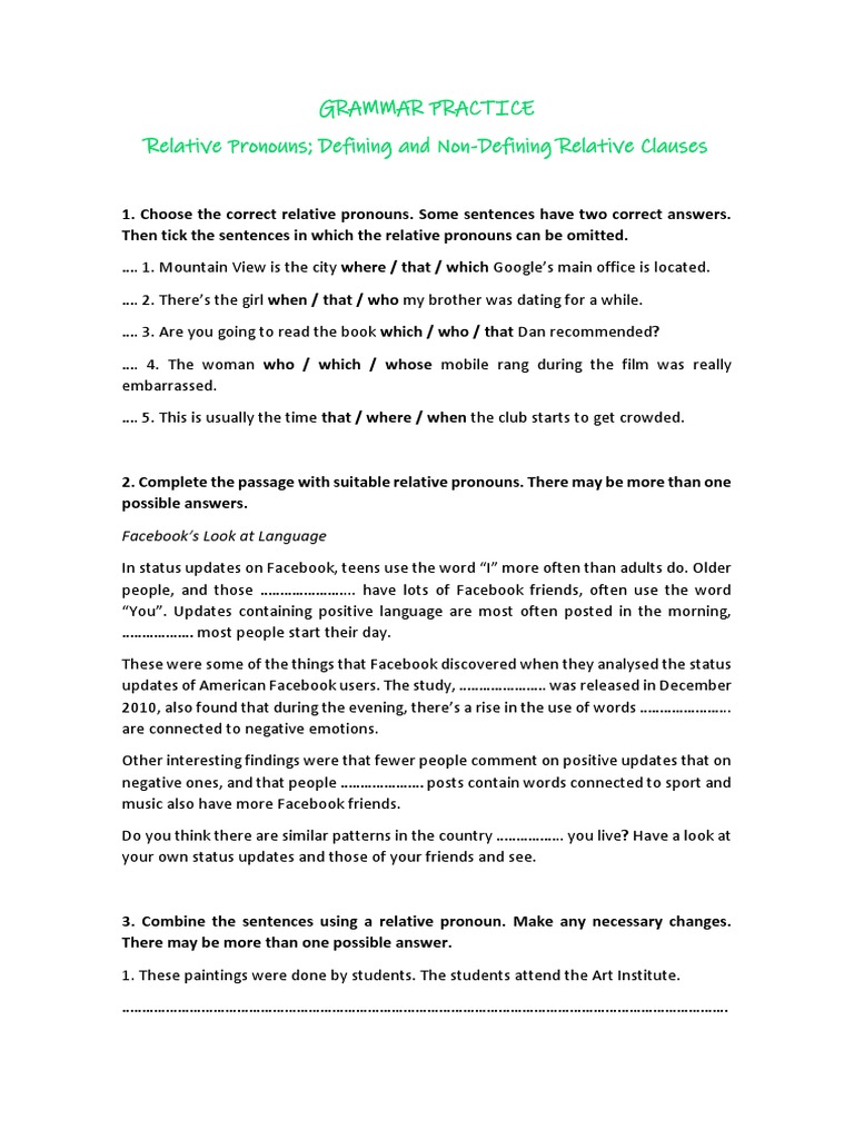 Grammar Practice 1 | PDF | Ellipsis | Sentence (Linguistics)