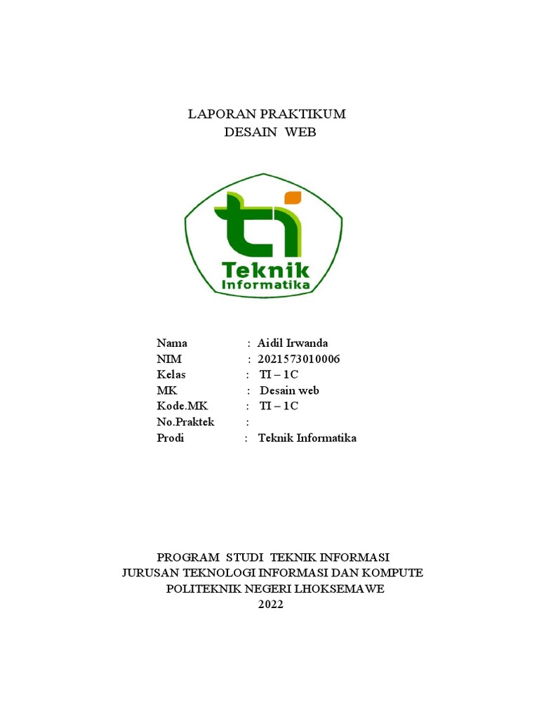 LAPORAN PRAKTIKUM Desain Web | PDF