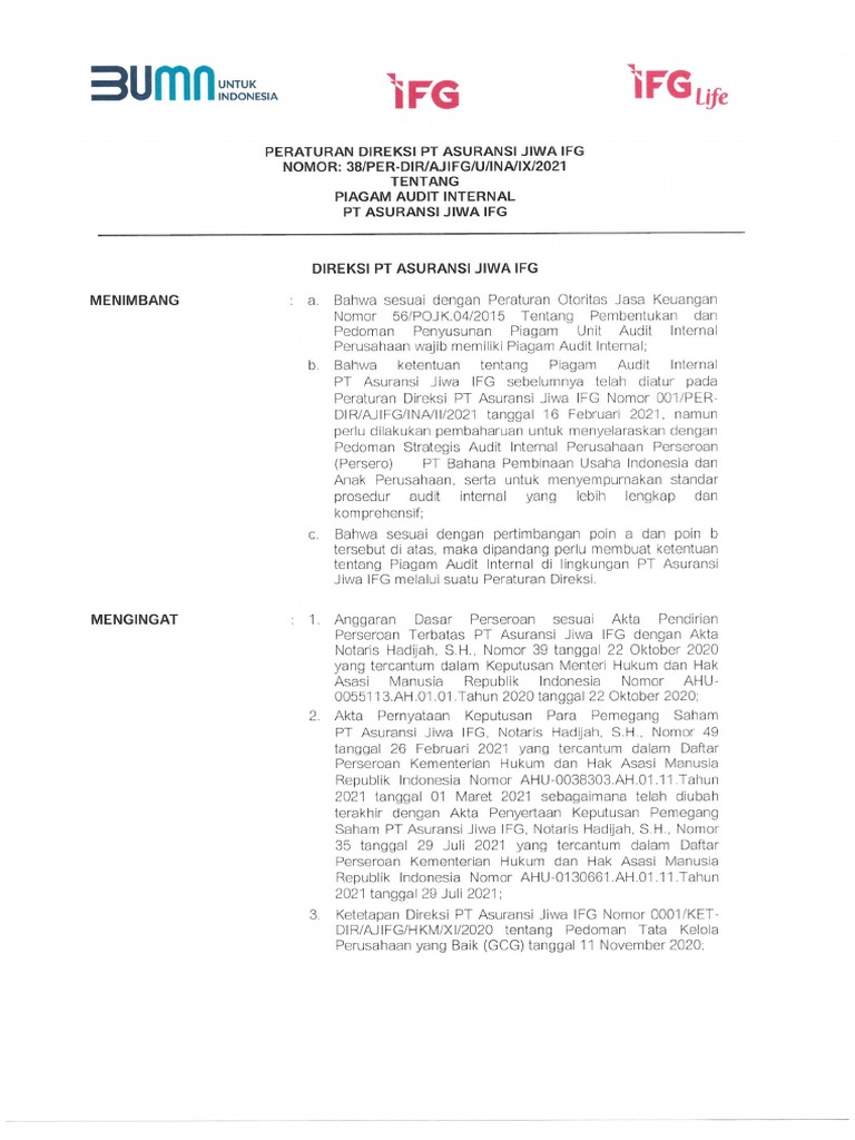 Piagam Audit Internal-Ifg | PDF