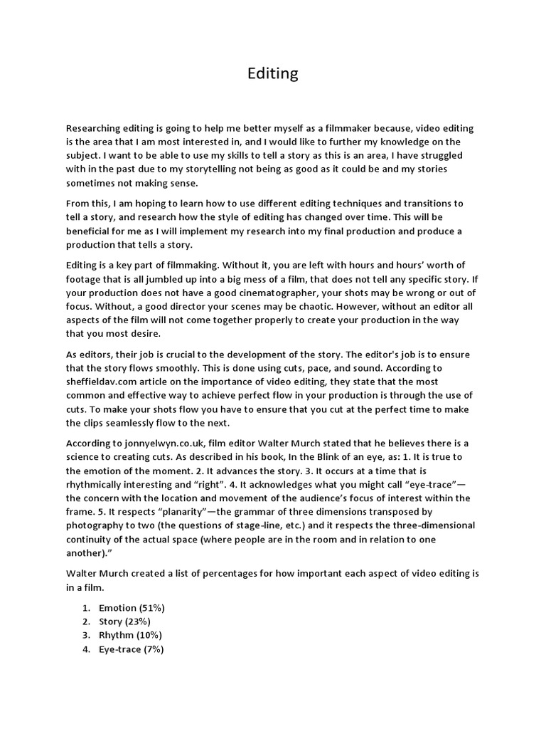 Editing Essay | PDF | Pulp Fiction