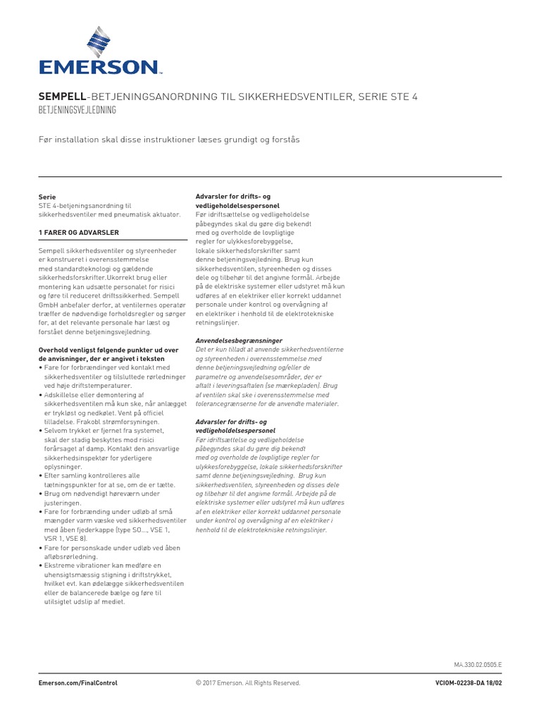 Manuals Pneumatic Control Device Ste 4 Iom Sempell Da Da 5195544 | PDF