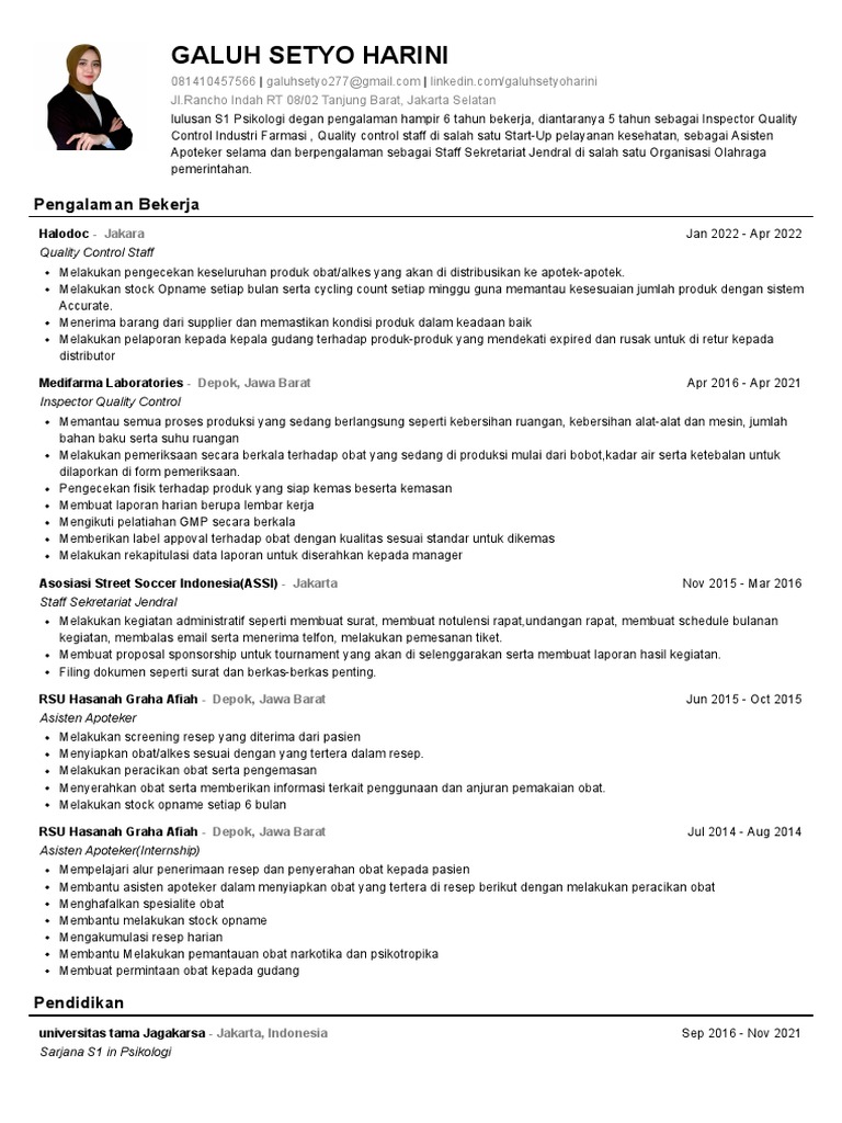 Galuh Setyo Harini-Resume | PDF