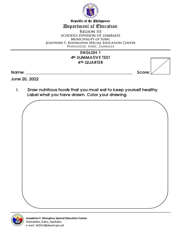 Josephine F. Khonghun Special Ed Test | PDF