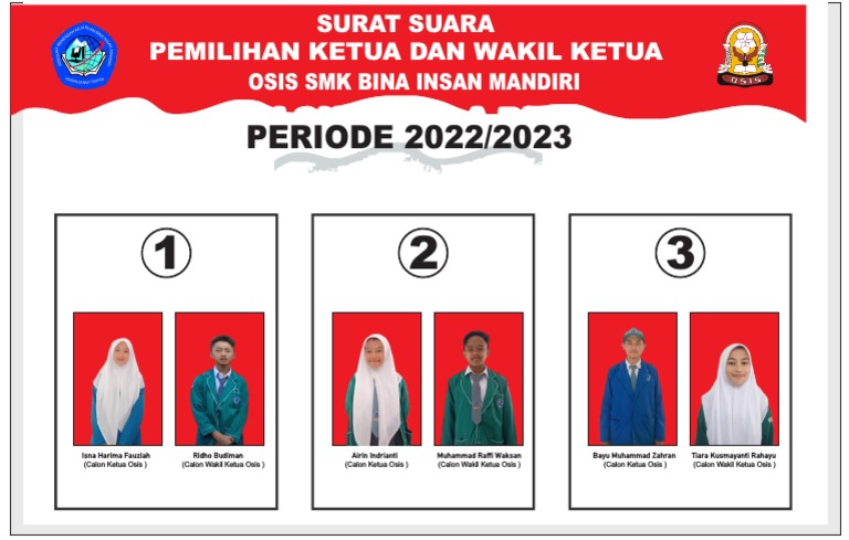 Surat Suara Pemilihan Ketua Dan Wakil Ketua Osis | PDF Surat Suara Pemilihan Ketua Dan Wakil Ketua Osis | PDF