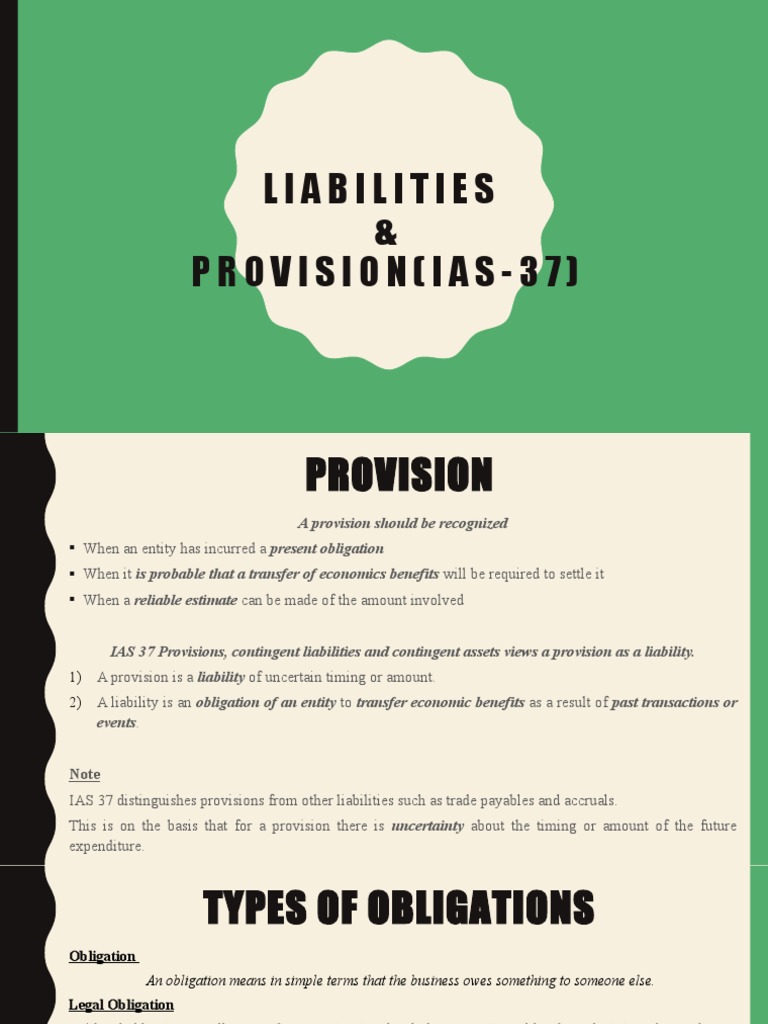IAS-37 Provisions, Liabilities and Contingencies Explained | PDF ...